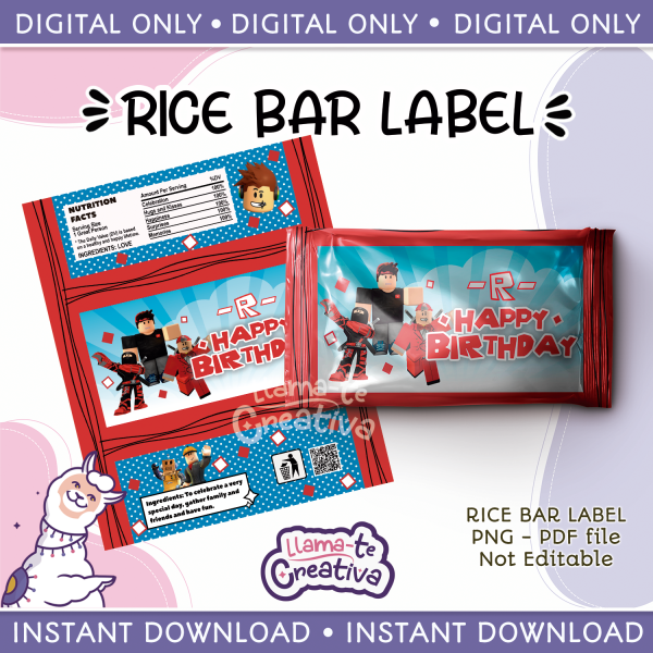 Roblox Rice Bar Label Digital Printable, Instant Download, not editable ...
