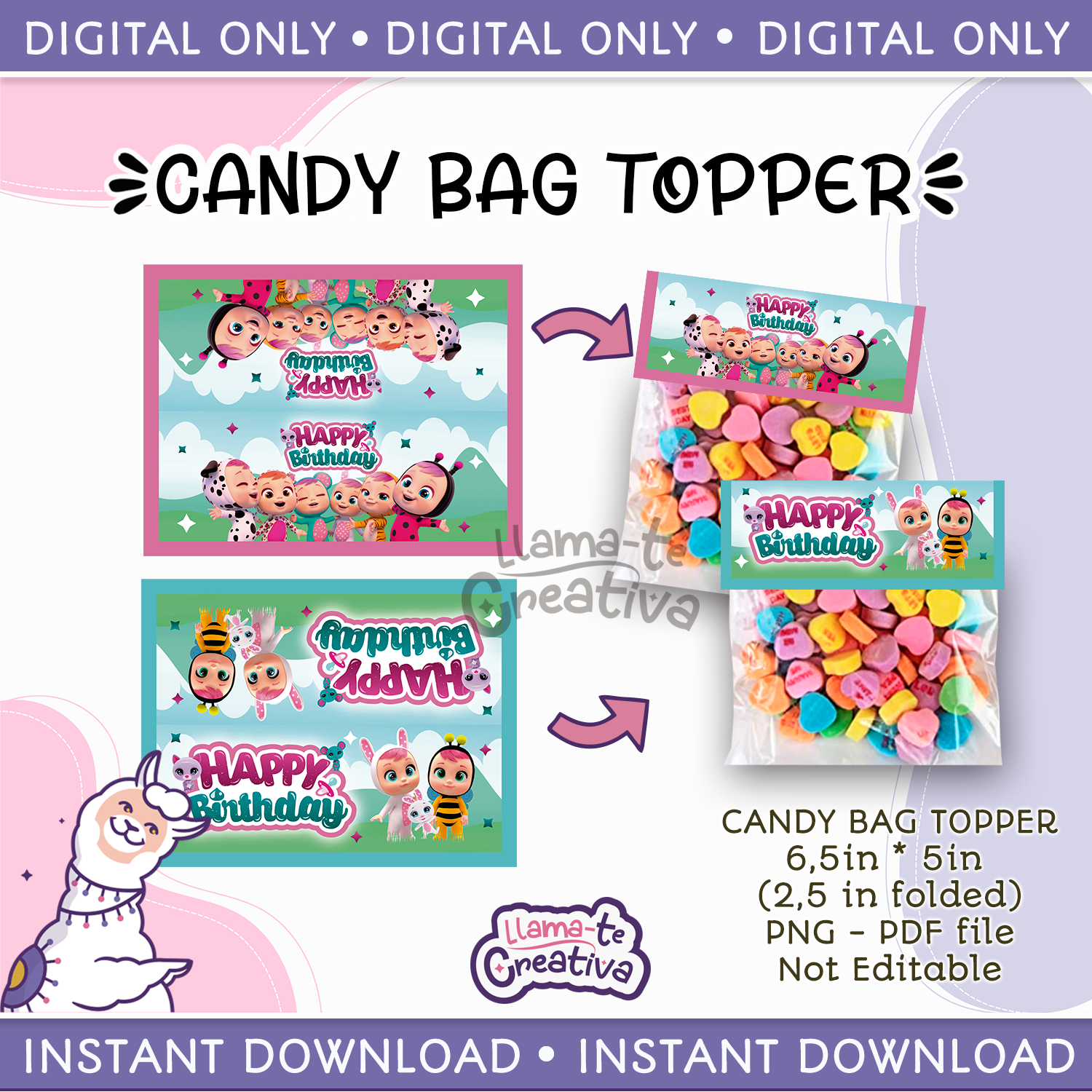 Cry Babies Candy Bag topper, Instant Download, not editable - LlámaTe ...