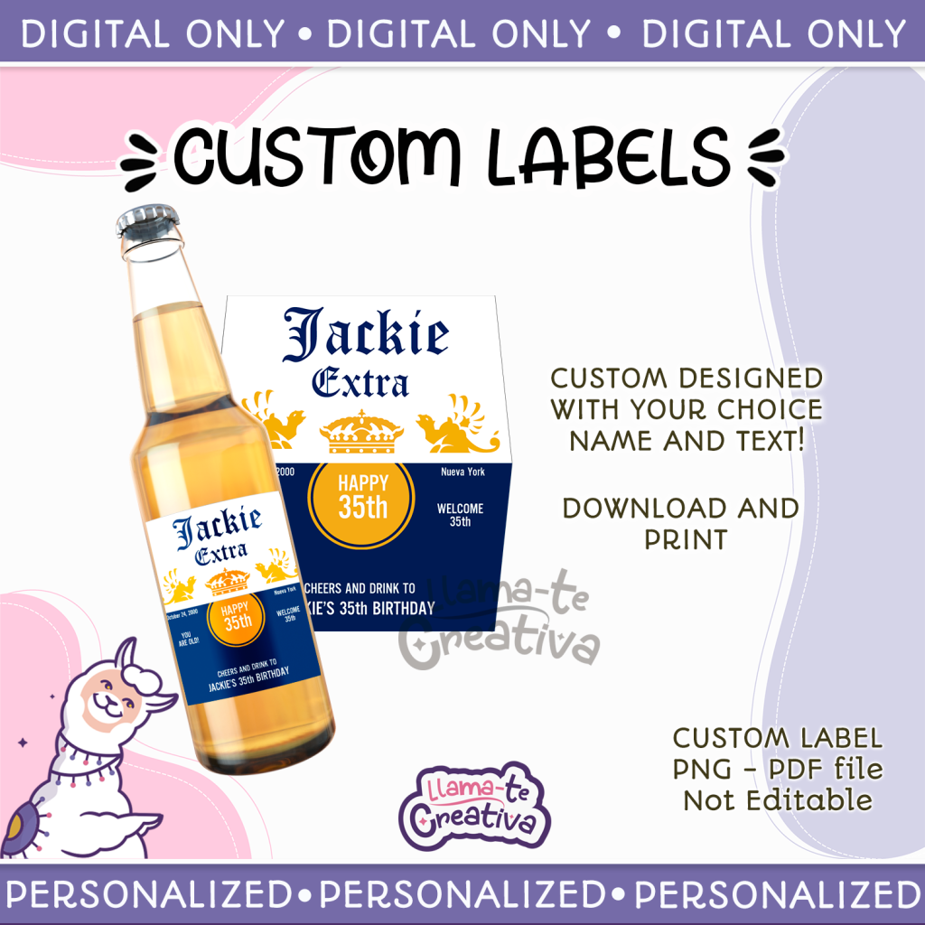 Corona beer Custom Label Digital Printable, Personalized, not editable ...