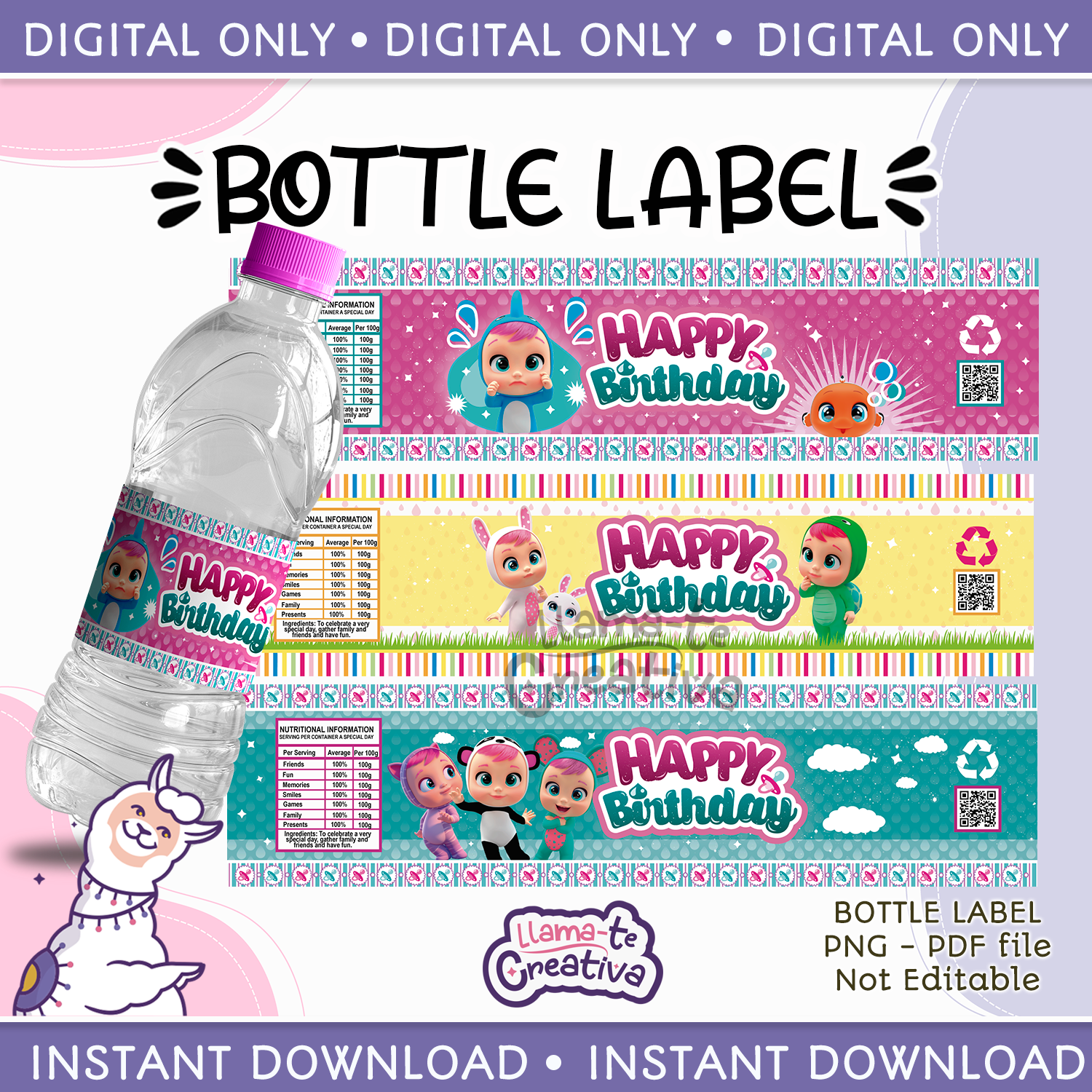 Cry Babies bottle label, Digital printable, Instant download, not ...